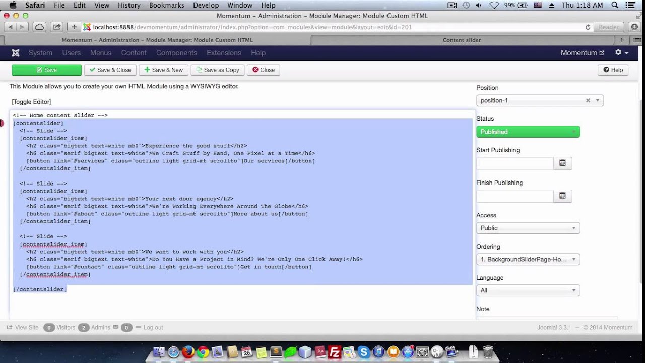 Create Sliders - Momentum One Page Joomla Template - YouTube