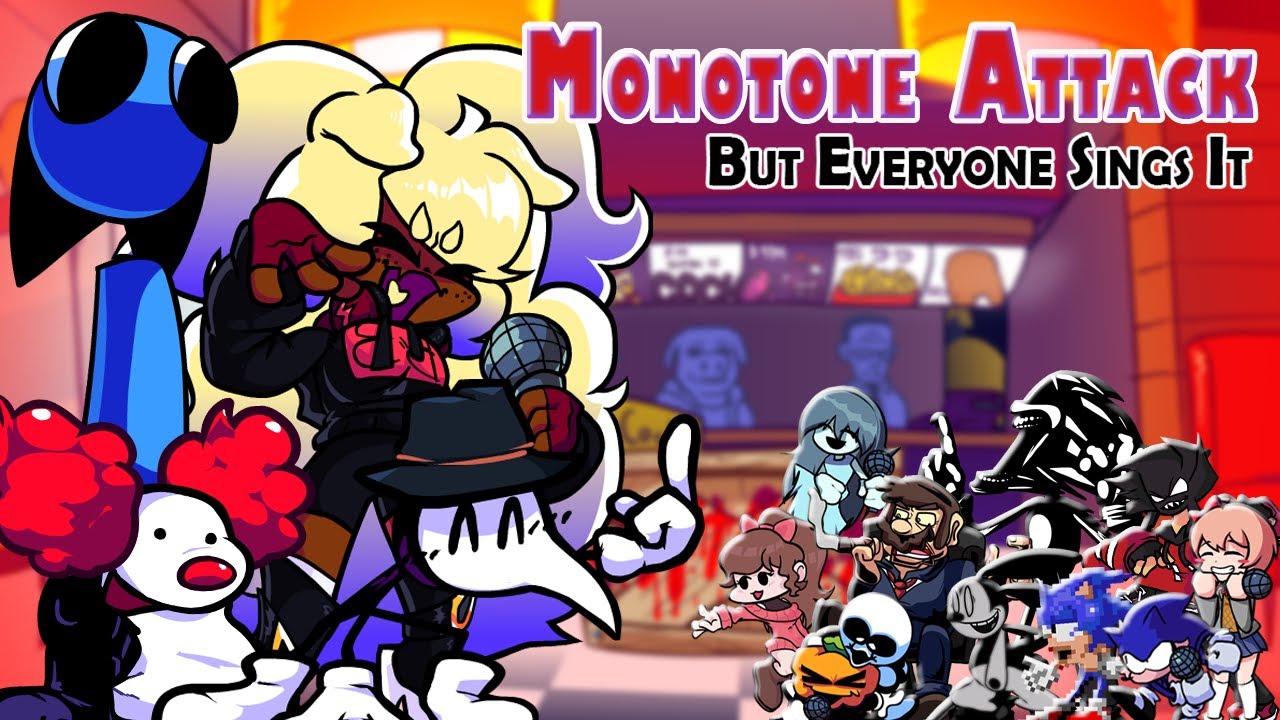 Monotone Attack but Everyone sings It - FNF Betadciu - YouTube