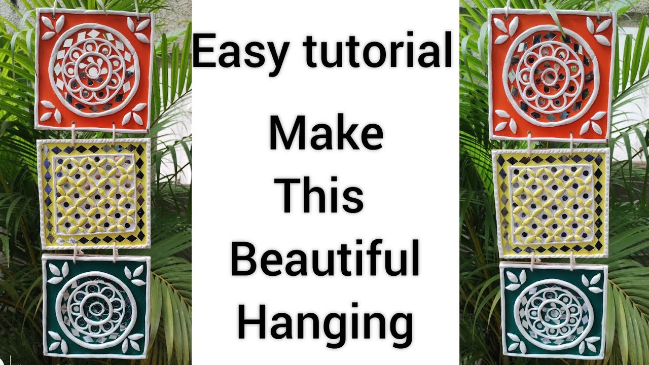 DIY Lippan Art Mirror / Mud Mirror work / DIY wall hanging / home decor ...