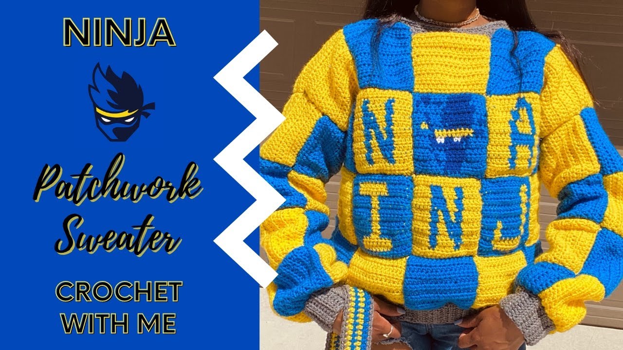 Ninja Patchwork Sweater | Crocheting For 24 HRS - YouTube