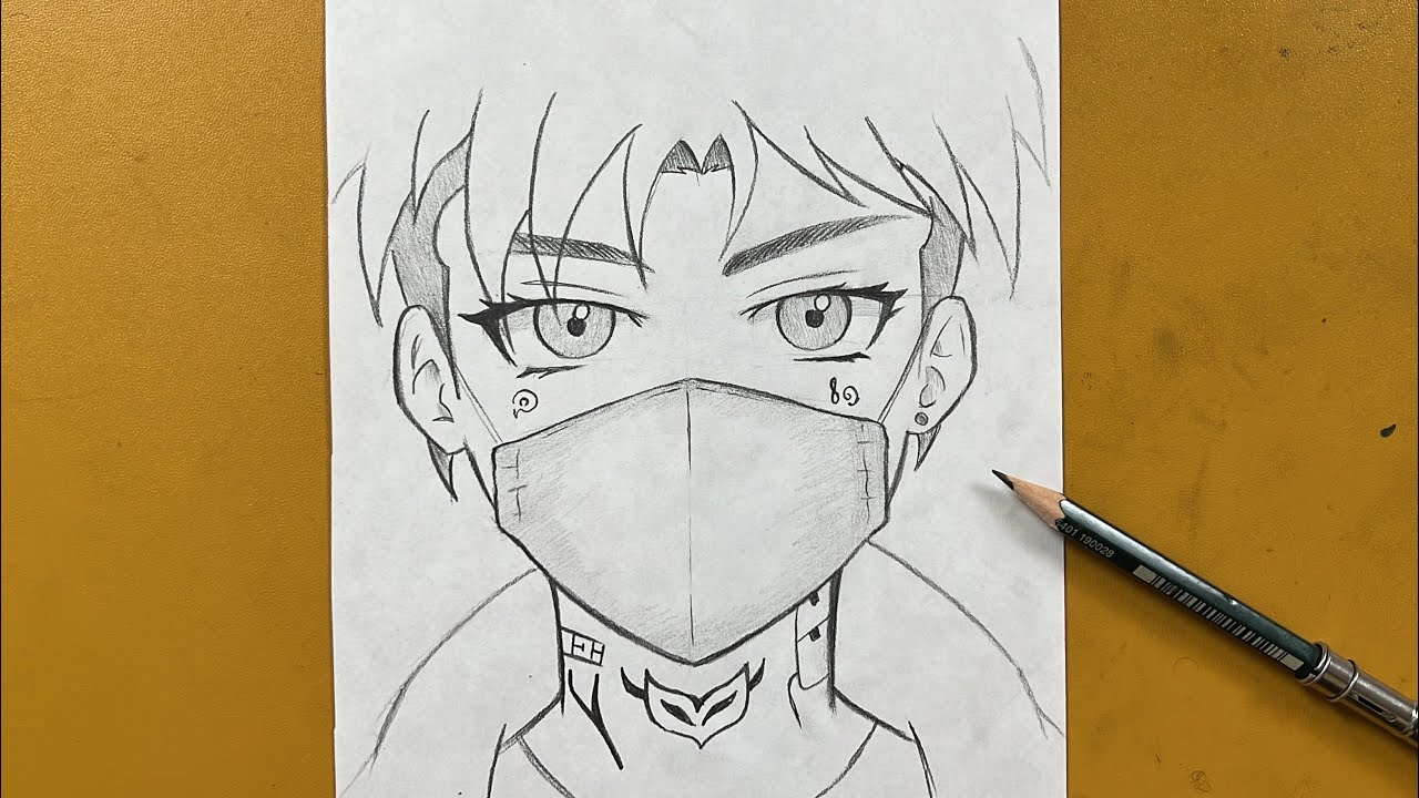 How to draw anime character wearing face mask step-by-step - YouTube