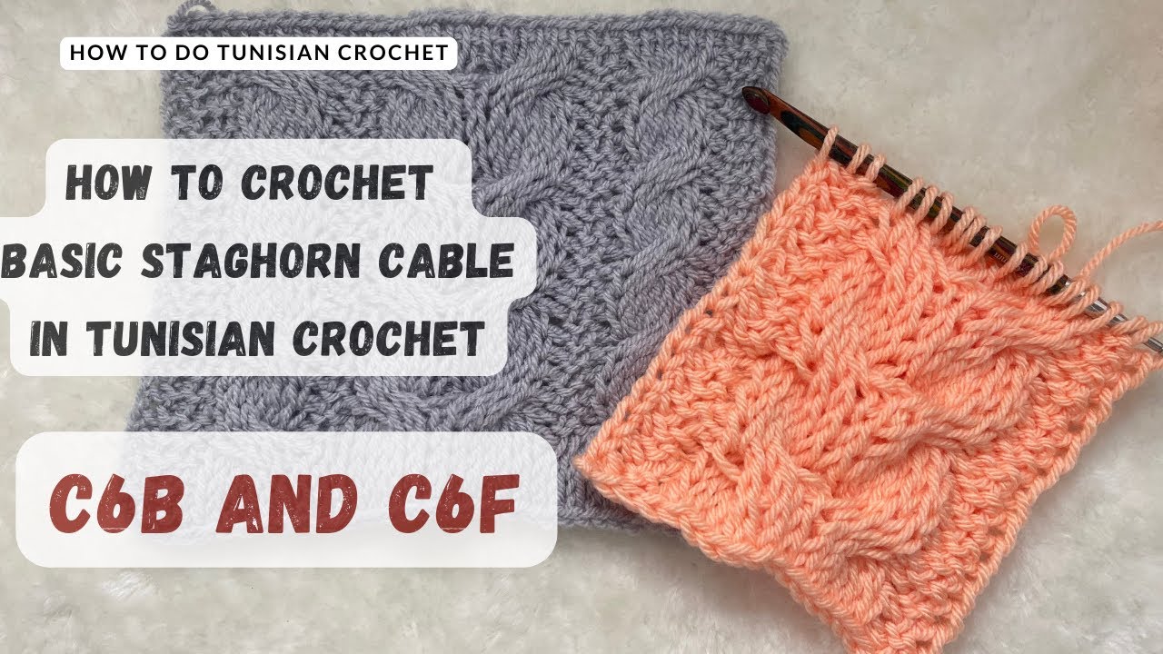 How to crochet basic staghorn cable in Tunisian crochet [C6B and C6F ...