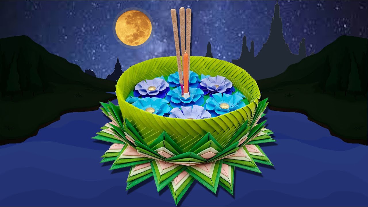 HNU130 กระทงกระดาษ7-Loy Krathong Day-Paper Crafts-DIY Paper-Easy Paper ...