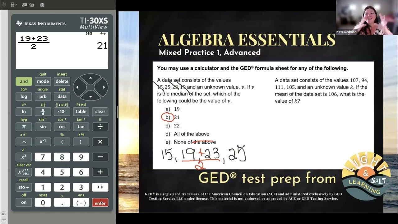 GED® Math: Mean and Median and the Formula Sheet (1.MP1, Adv, #4,6 ...