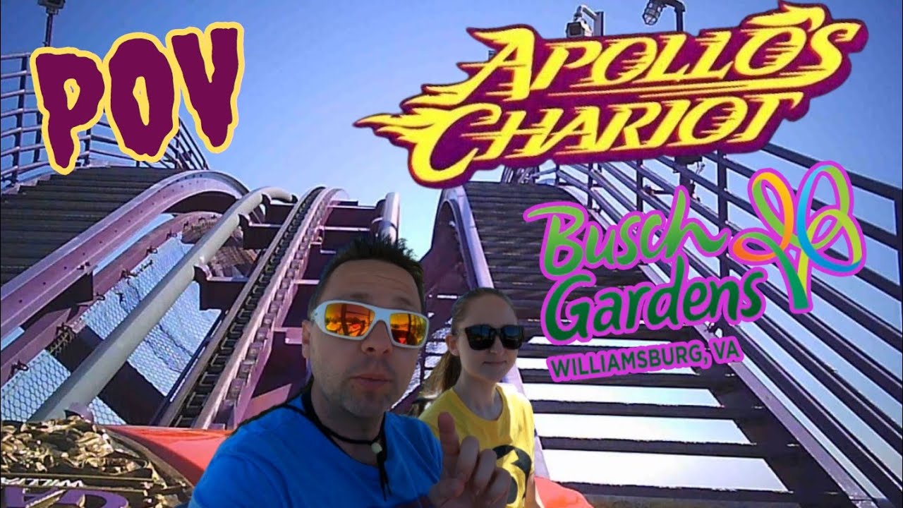 Apollo's Chariot Hyper Roller Coaster Front Row Ride & Review POV Busch ...