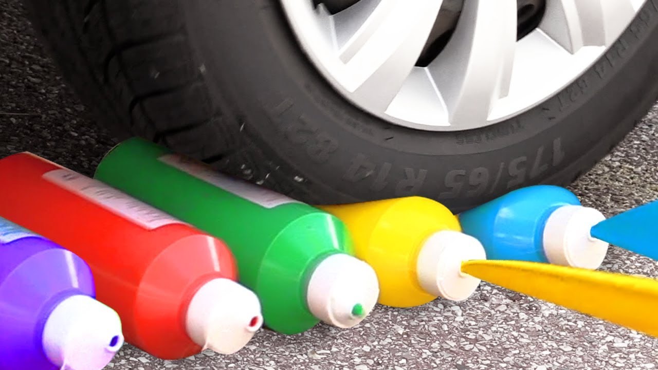 Crushing Crunchy & Soft Things by Car! - EXPERIMENT: PAINT VS CAR - YouTube