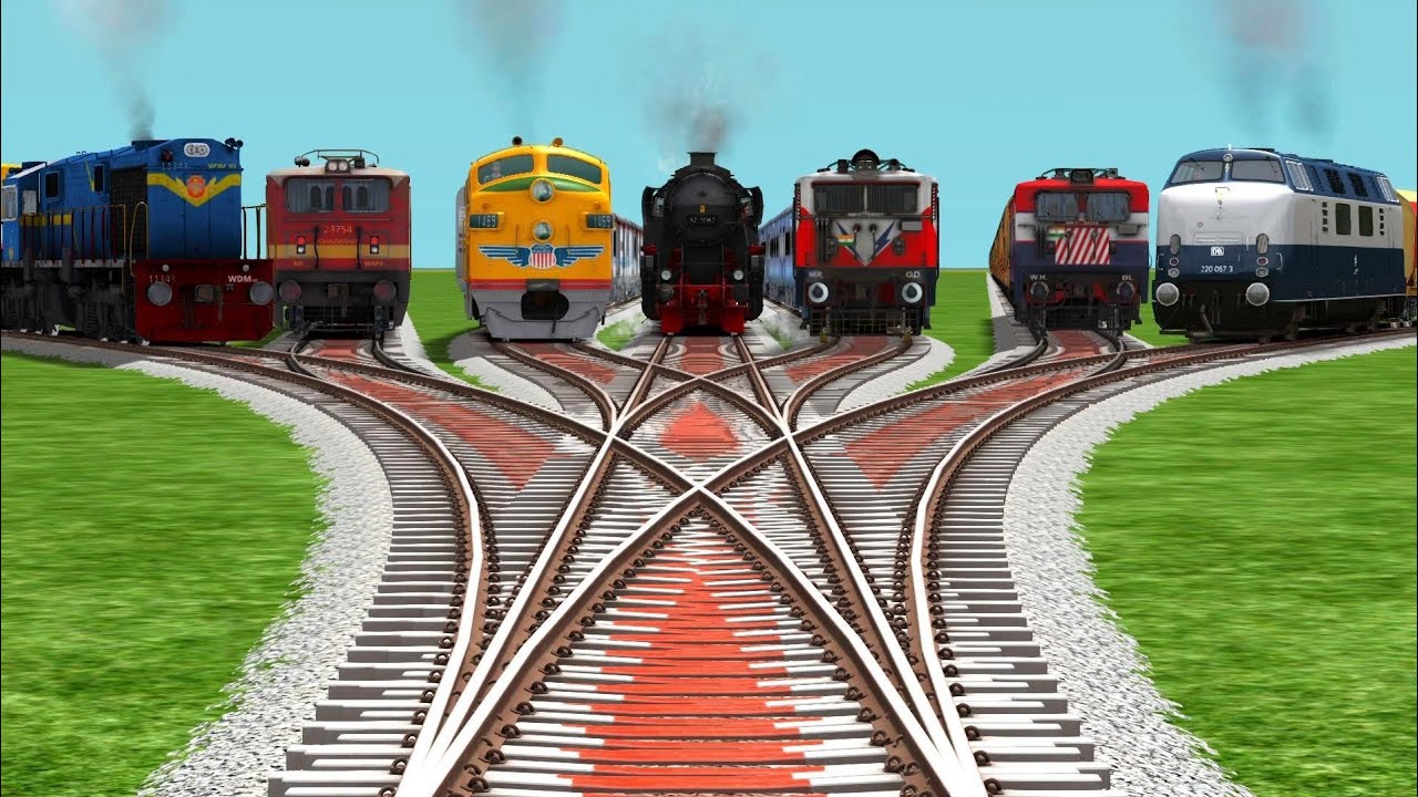 7⃣ TRAINS CROSSING AT BUMPY RAILROAD TRACKS CURVED BRANCHED RAILROAD ...