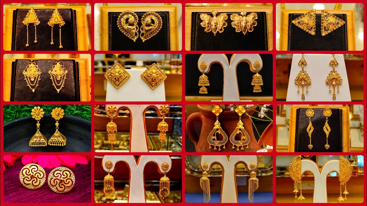 40+ Latest Gold Earrings/Tops/Dull/Jhumka/Kanbala Designs 2021 ...