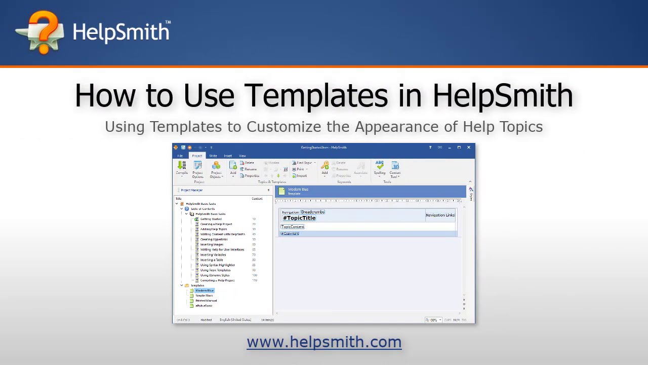 Using Templates to Customize the Appearance of Help Topics - YouTube