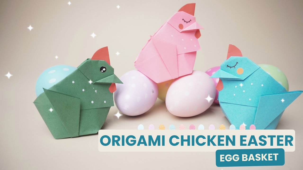 How to make Origami Chicken Egg Basket for Easter - Origami Easter Egg - YouTube