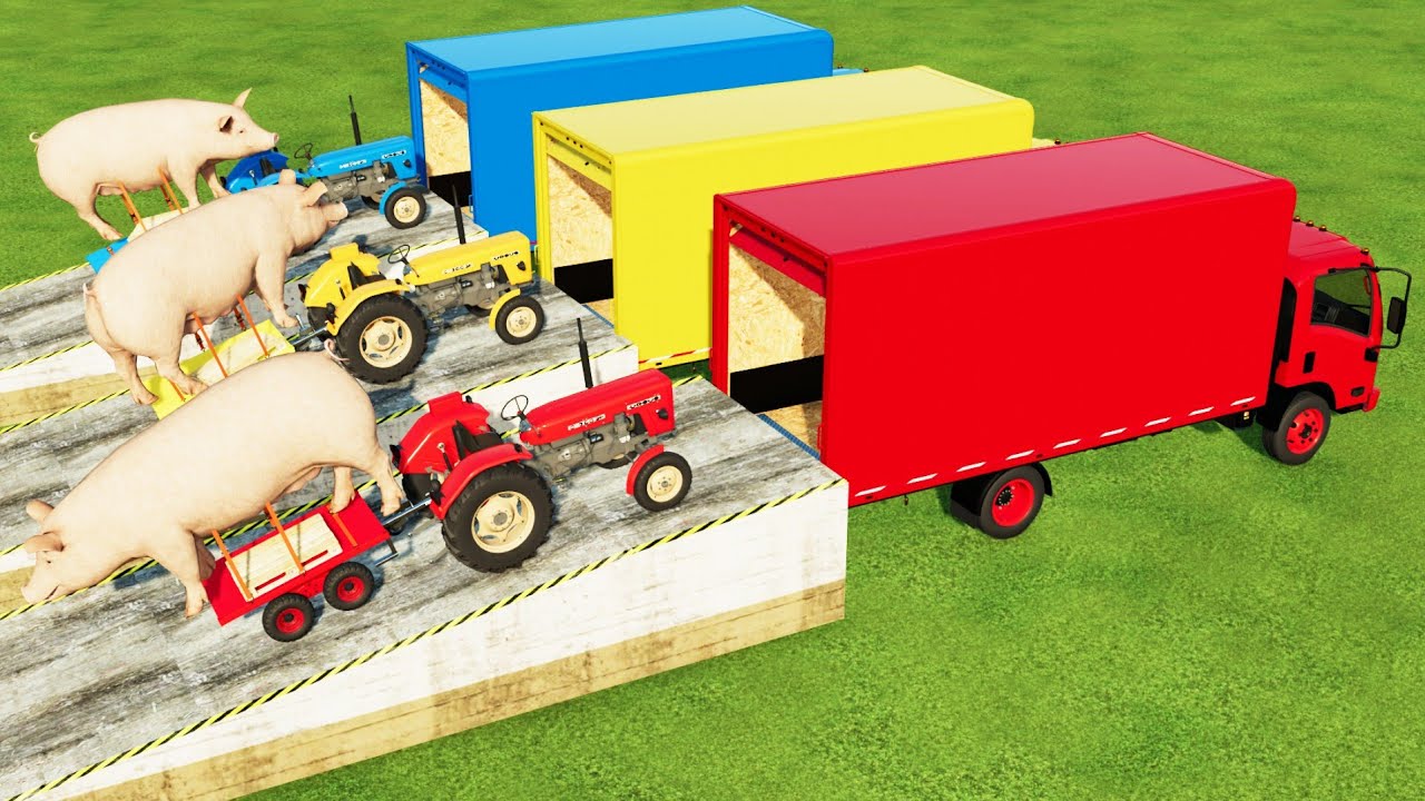 TRANSPORT OF COLORS| PIG TRANSPORT WITH ISUZU TRUCK| FARMING SIMULATOR ...