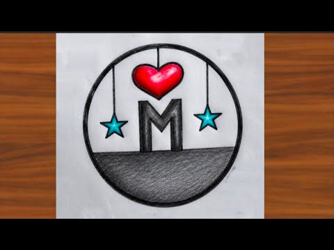 Beautiful M❤️⭐ Letter Art Drawing with Heart & Stars।  How to Draw M Letter Logo with Heart ⭐     