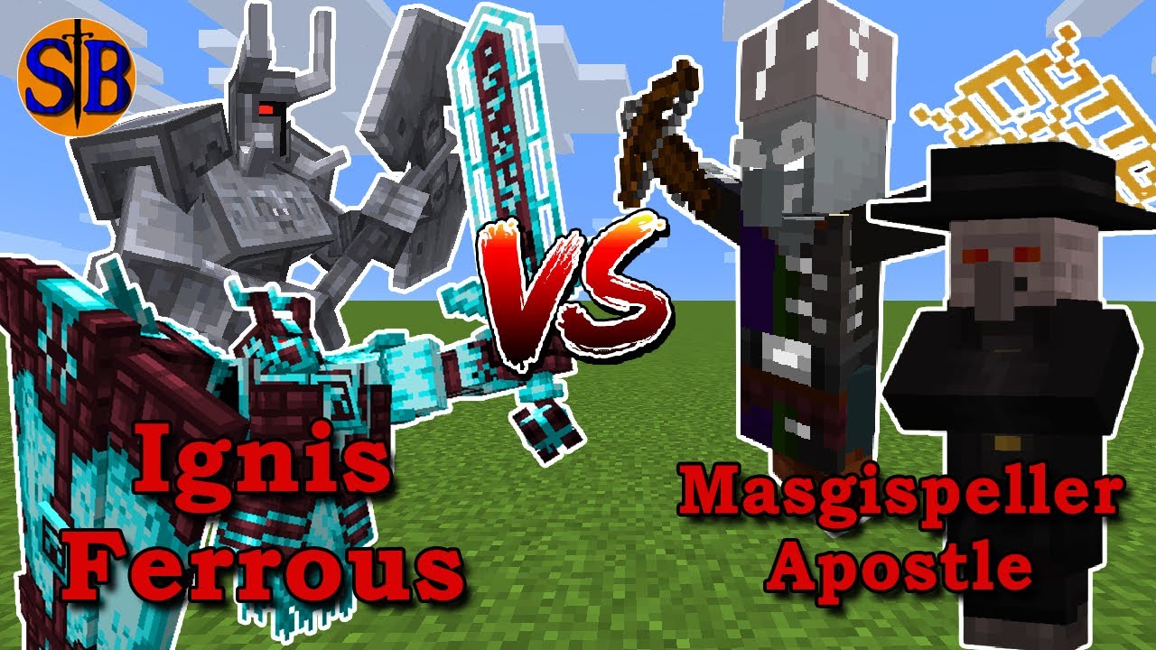 Ignis and Ferrous Wroughnaut vs Magispeller and Apostle | Minecraft mob ...