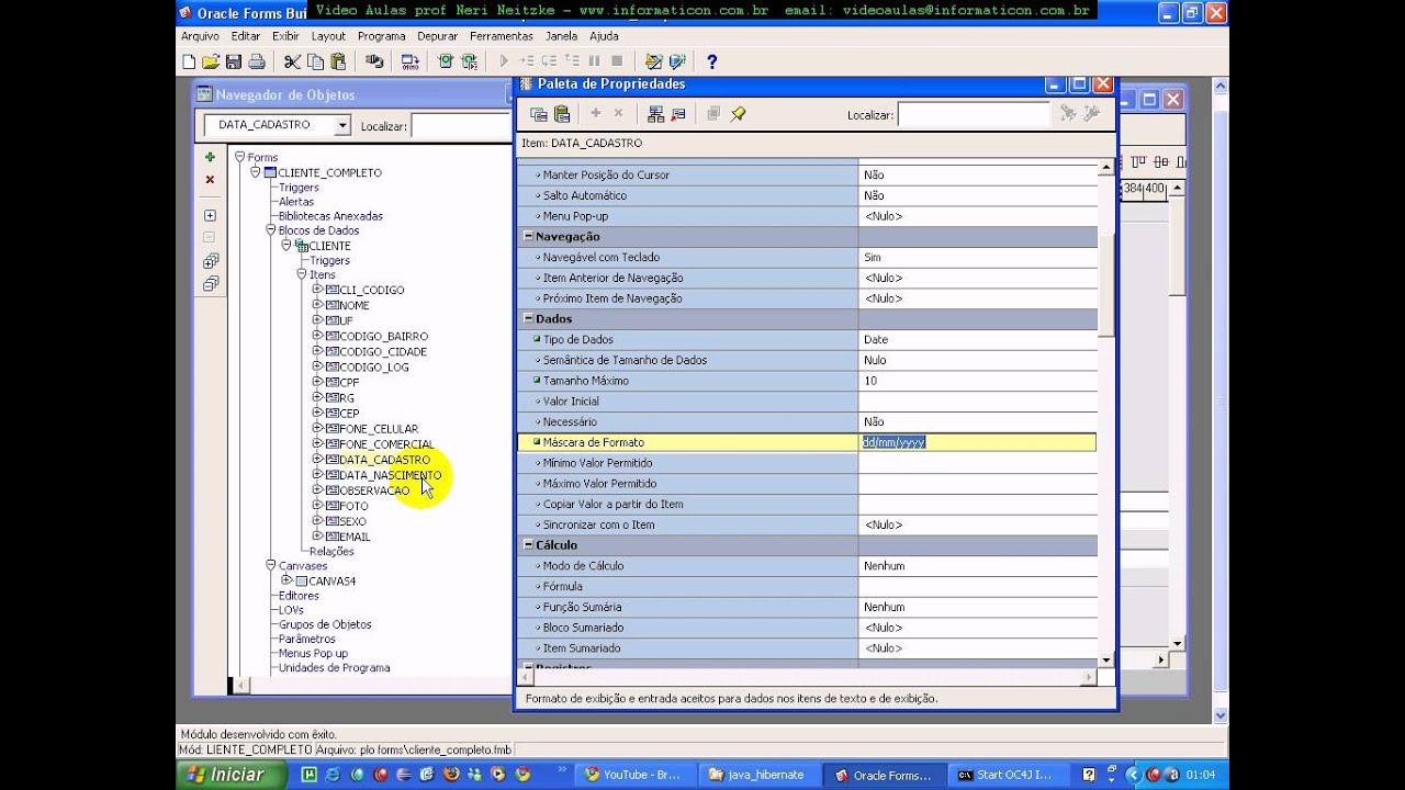 aula 2514 Oracle Forms Mascara data e date automatico - YouTube