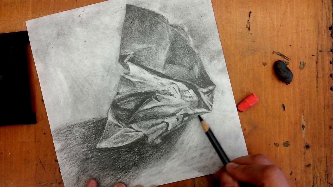 Day 3: Crumpled Paper Graphite Drawing - Adding Details - YouTube