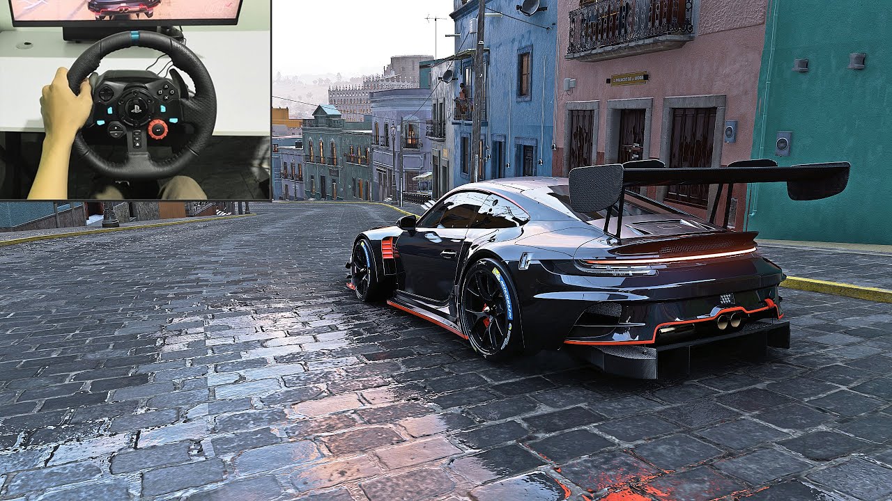 Porsche 911 GT3-R Forza Horizon 5 Logitech G29 Steering Wheel Gameplay ...
