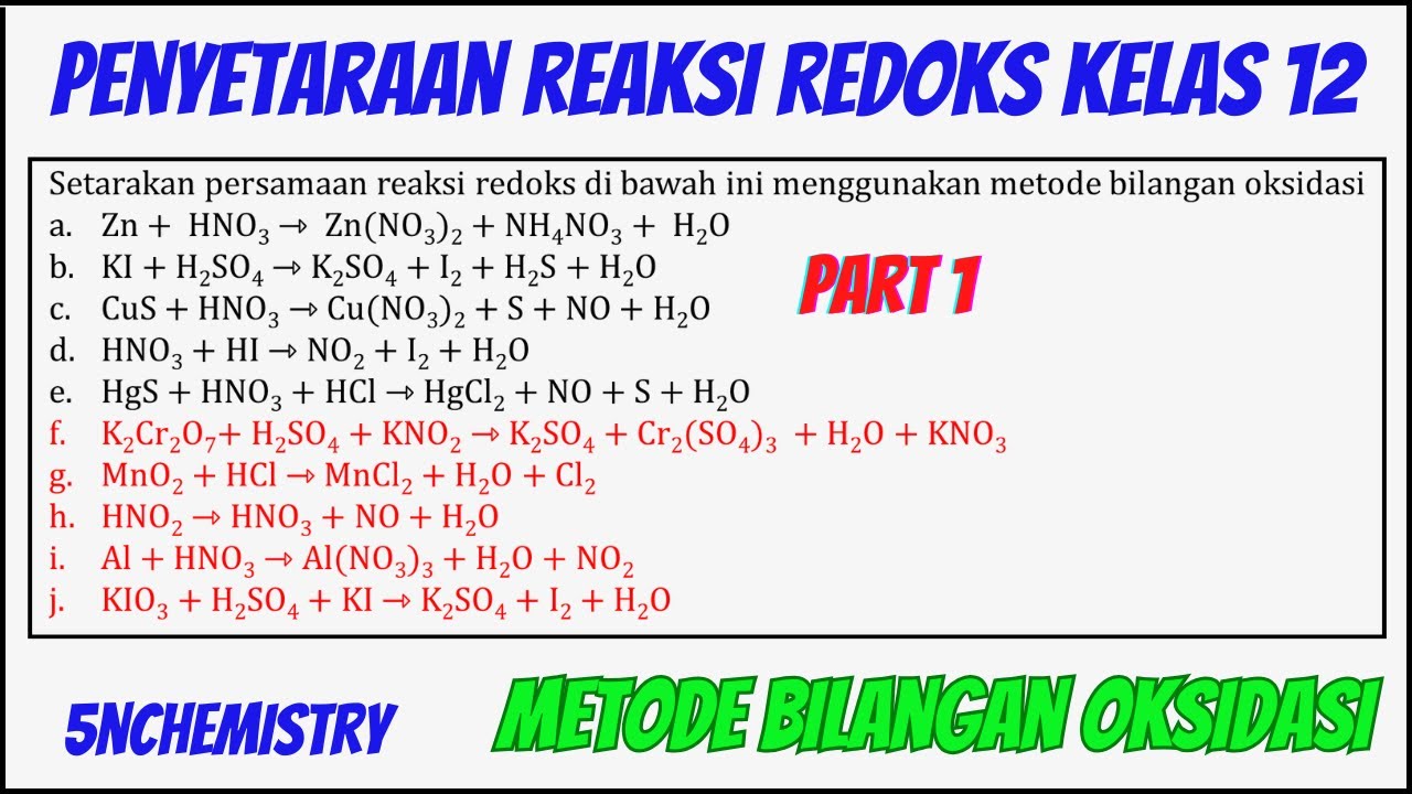 Penyetaraan Reaksi Redoks Kelas 12 Cara Biloks || Part 1 - YouTube