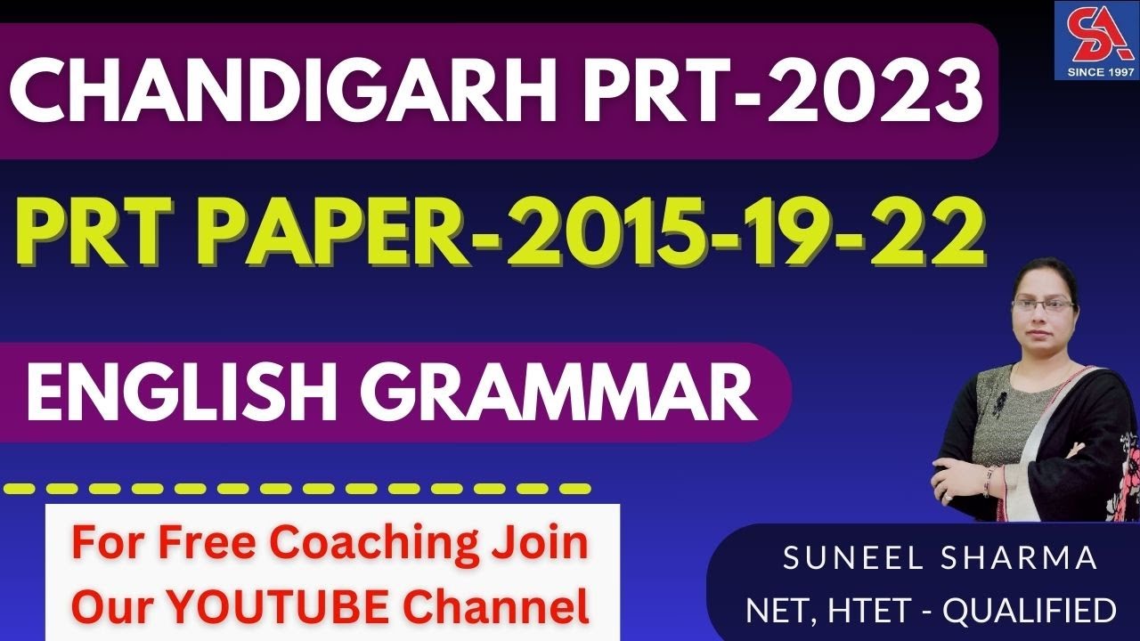 ENGLISH GRAMMAR CHANDIGARH PRT PAPER-2015-19-22 I FOR FREE COACHING ...
