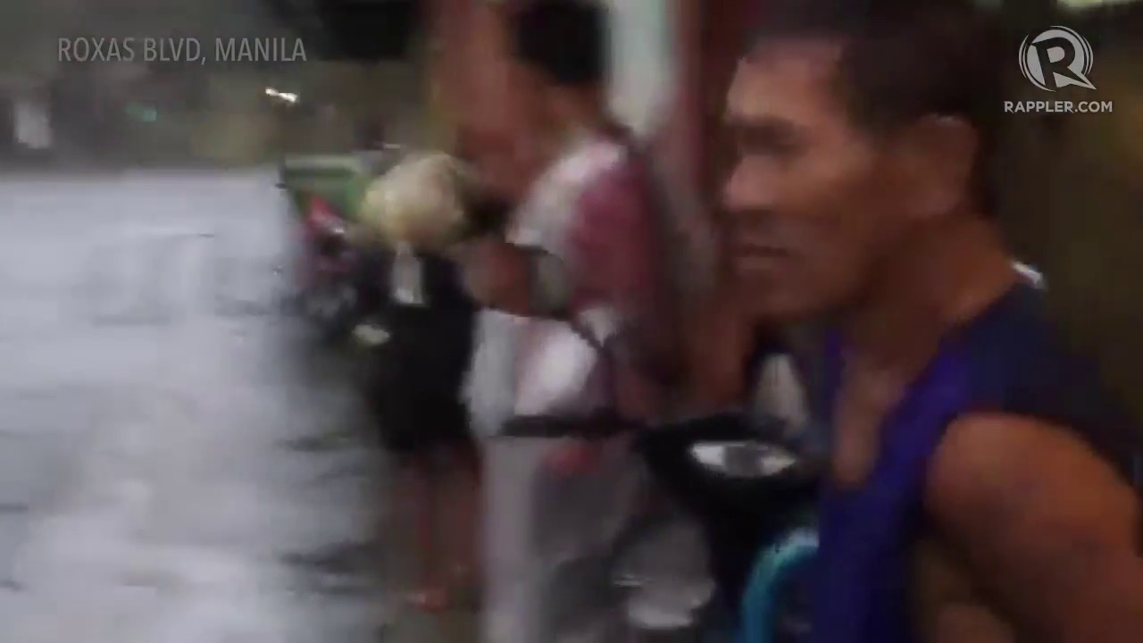 Typhoon Ompong: Gutter-high floods along Roxas Blvd, Manila - YouTube