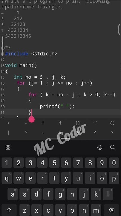 How to print palindrome triangle pattern in c language | nested for loop in c | #palindrome # ...