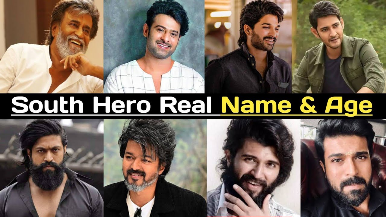 South Actors Name And Age | Allu Arjun | Vijay Deverkonda | Prabhas ...