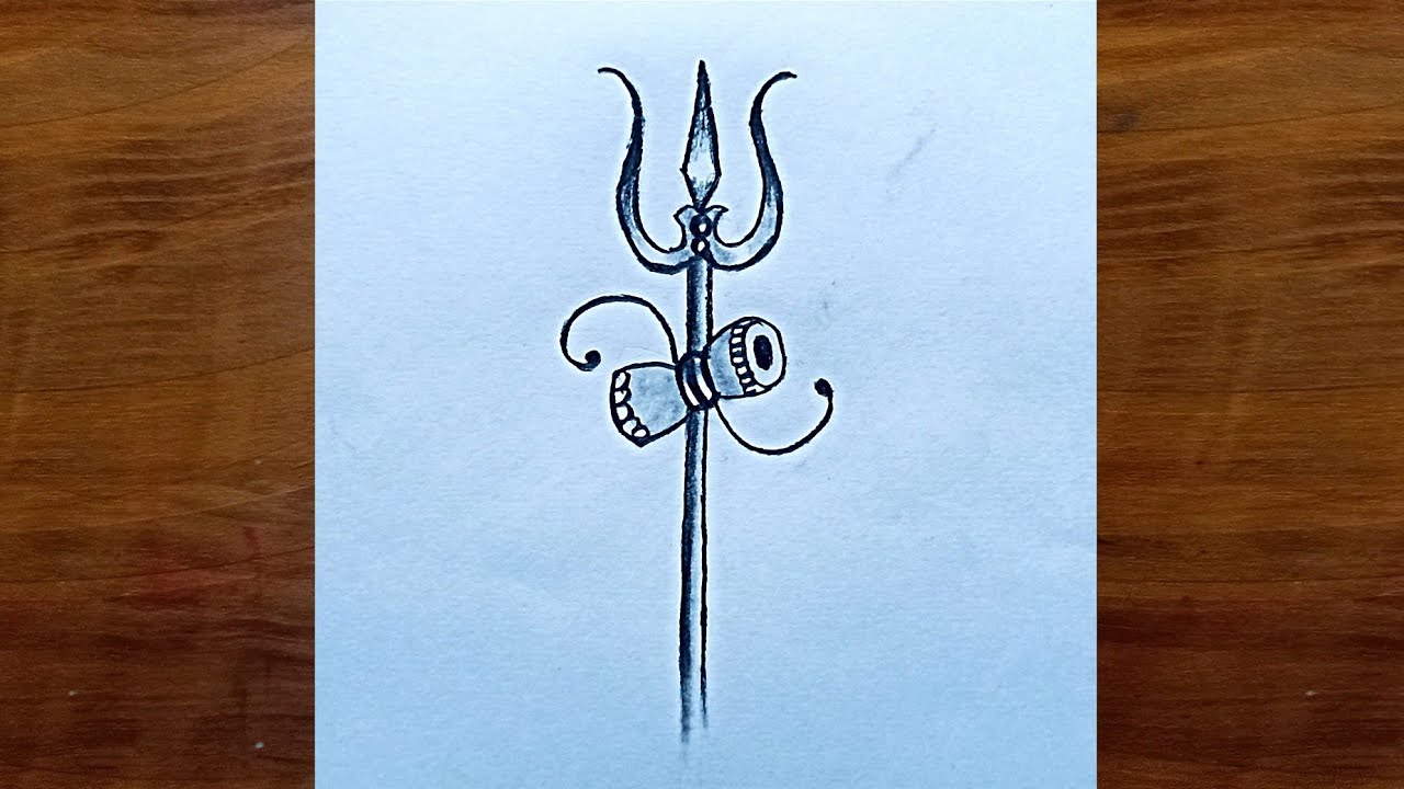 How to Draw Trishul || Shivratri Special Drawing || Lord Shiva Trishul ...