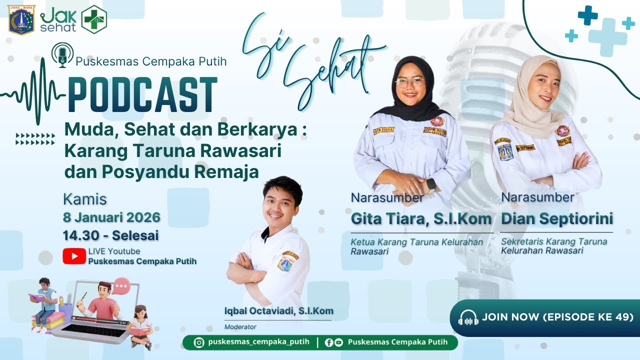 LIVE : Muda, Sehat dan Berkarya | Podcast Puskesmas Cempaka Putih - YouTube
