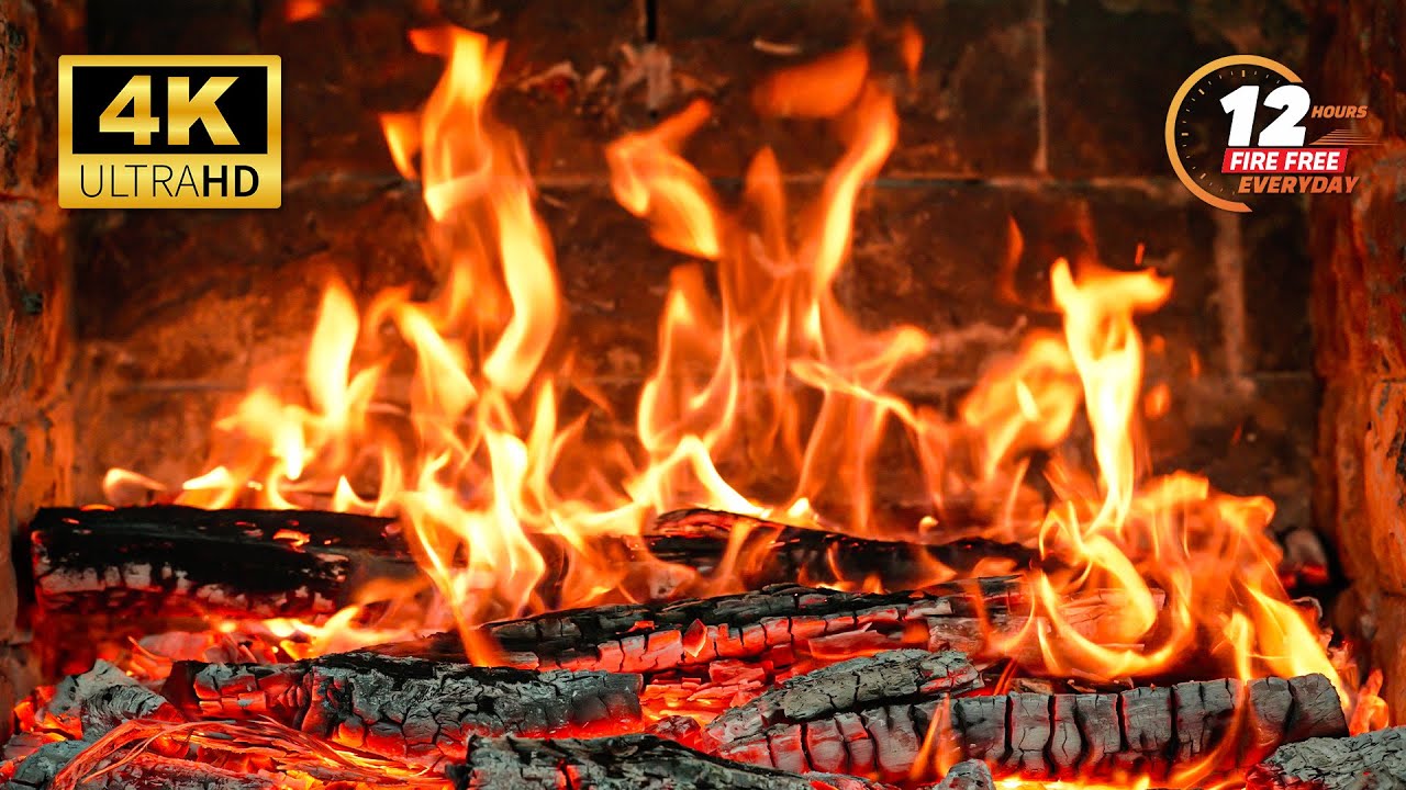 🔥 Beautiful Ambience Relaxing Fireplace 4K 🔥 Cozy Fireplace Background ...