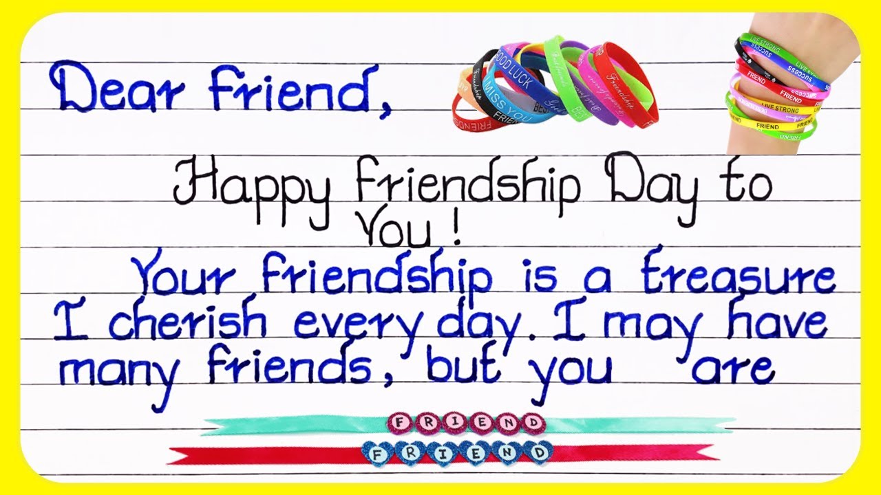 Friendship Day Card Writing 2024 || Friendship day Letter || Happy ...