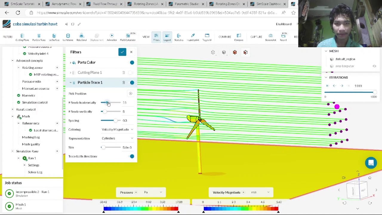 percobaan simulasi turbin angin hawt menggunakan simscale - live practice - YouTube