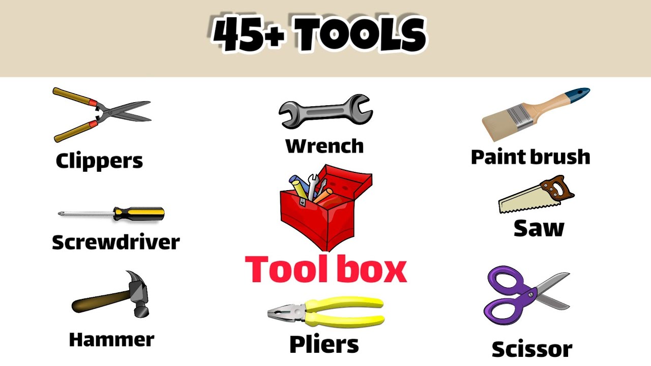 45+Tools in english | Tools vocabulary | Tools & Equipment | English ...