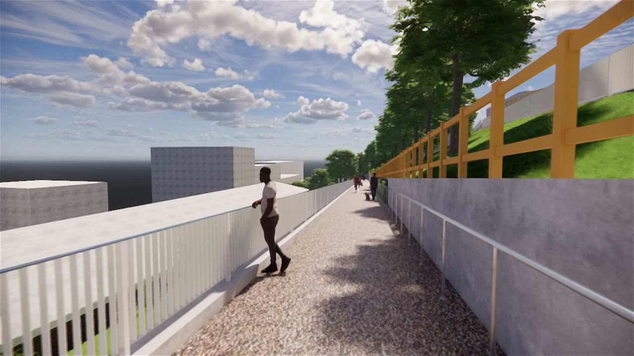 Embankment walkway fly through without text - YouTube