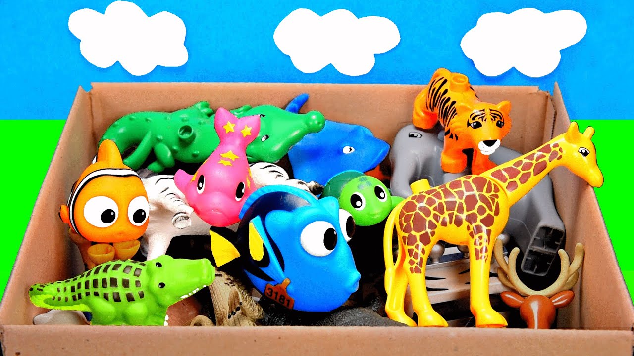 Box of Zoo and Wild Animal Toys - Learn Animal Names and Facts - YouTube