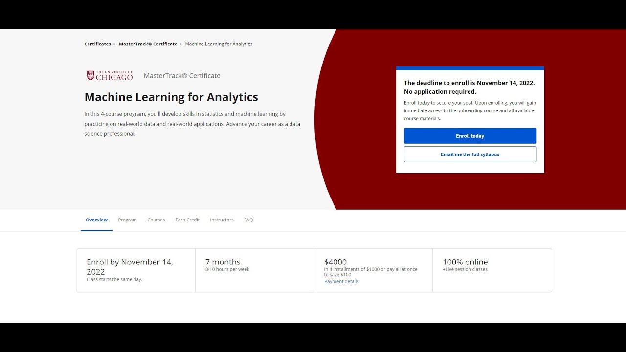Machine Learning for Analytics | MasterTrack® Certificate | University ...