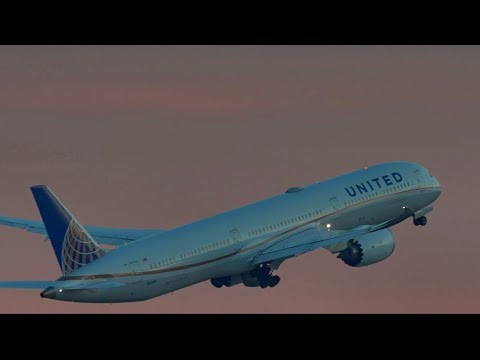 Incredible Sunset B787-10 takeoff after line up to runway! #closeup # ...