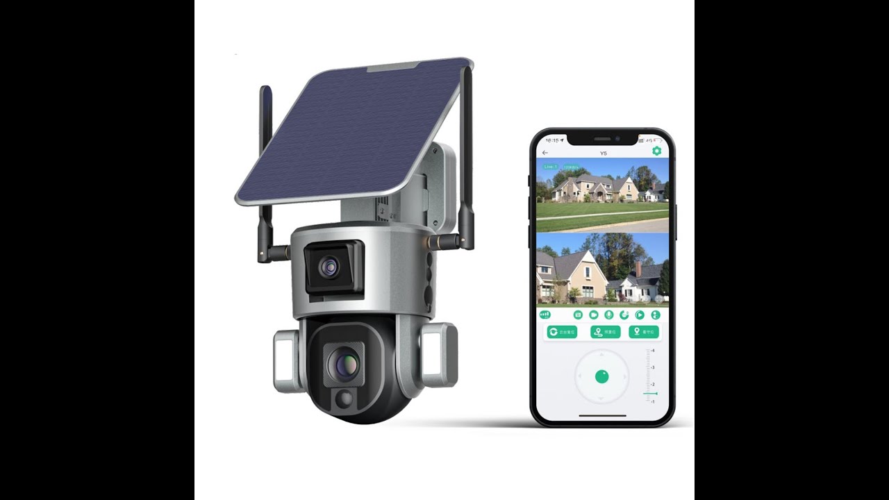 WIFI operation video Y5 Solar Camera 4K HD Dual Scrceen Preview 10X ...