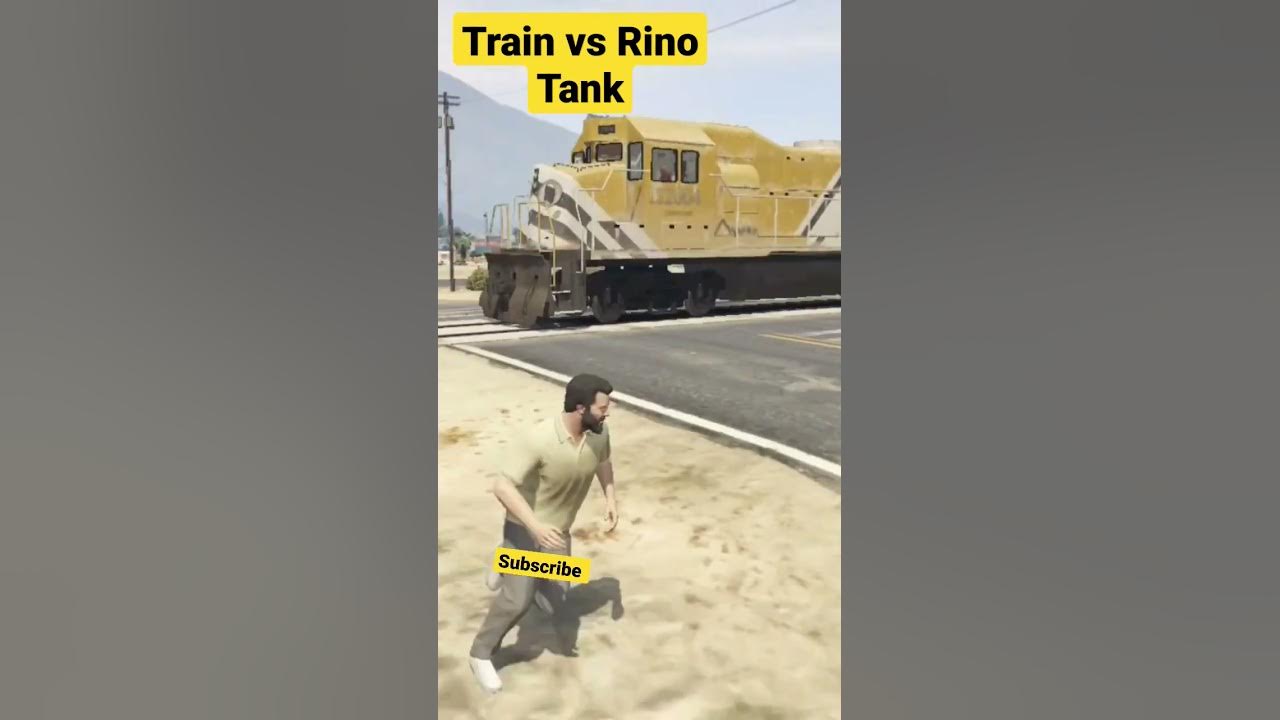Train vs 2 Rino Tank😱😱 Accident 😱😱 #gta5 #gta #shorts #gtav - YouTube