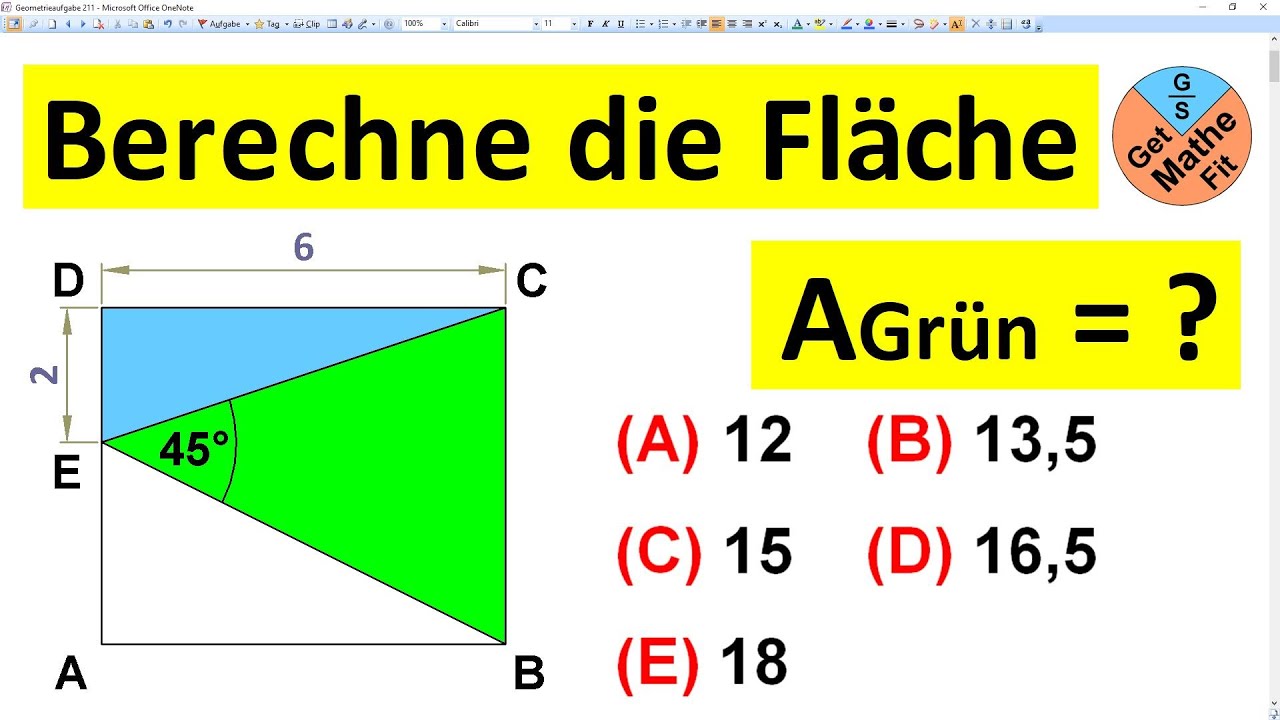 Berechne die grüne Fläche | Mathe Rätsel Geometrie | PreMath - YouTube