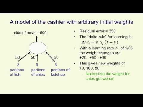 Lecture 3.1 — Learning the weights of a linear neuron — [ Deep Learning | Geoffrey Hinton | UofT ...