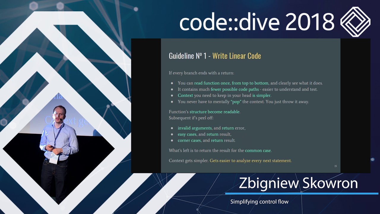 Simplifying control flow - Zbigniew Skowron - code::dive 2018 - YouTube