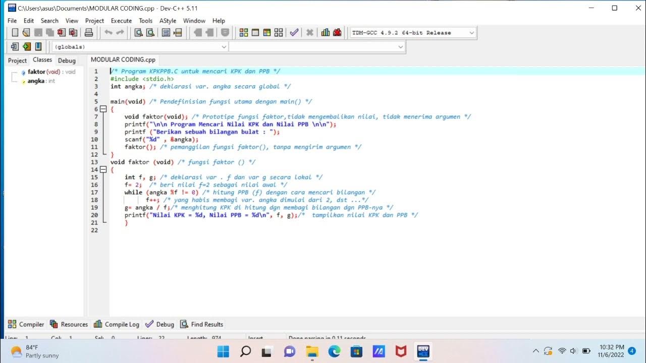 Tugas Pengantar Coding contoh "Pemrograman Modular" Pada C++ - YouTube