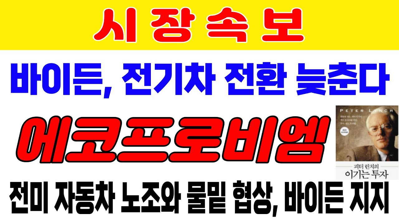 에코프로비엠 바이든 대통령 전기차 전환 늦춘다 전미 자동차 노조와 바이든 지지를 얻는 물밑 협상3월초에 발표예정2