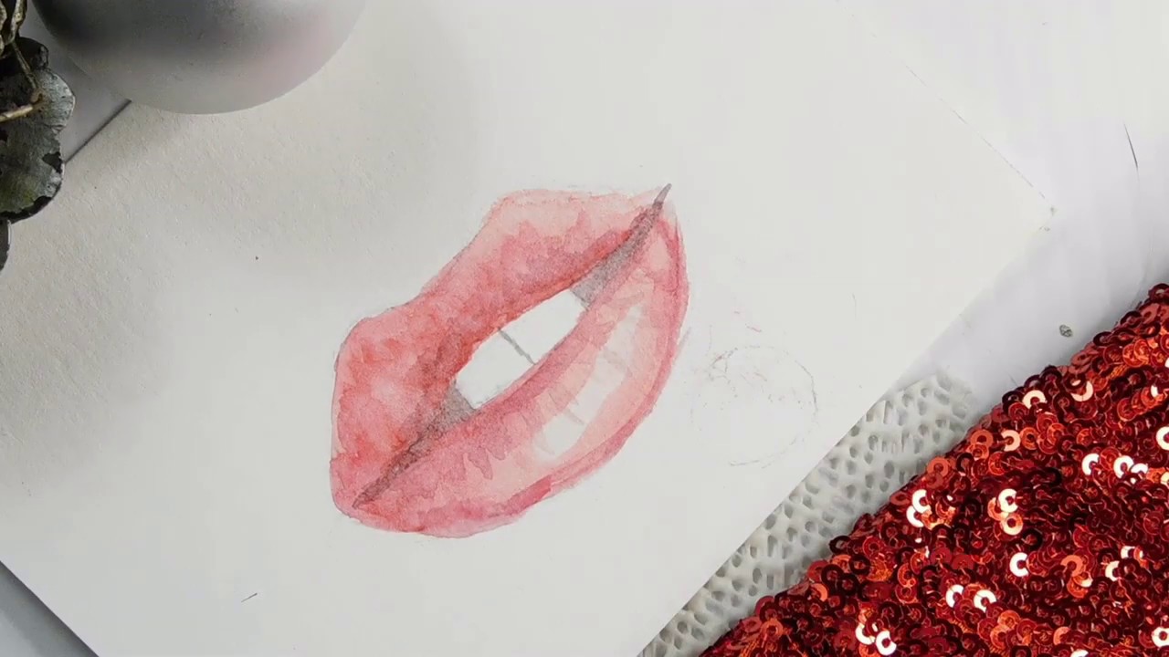 EASY Valentine's Day Lips gift tags or card Watercolor Tutorial, DIY ...