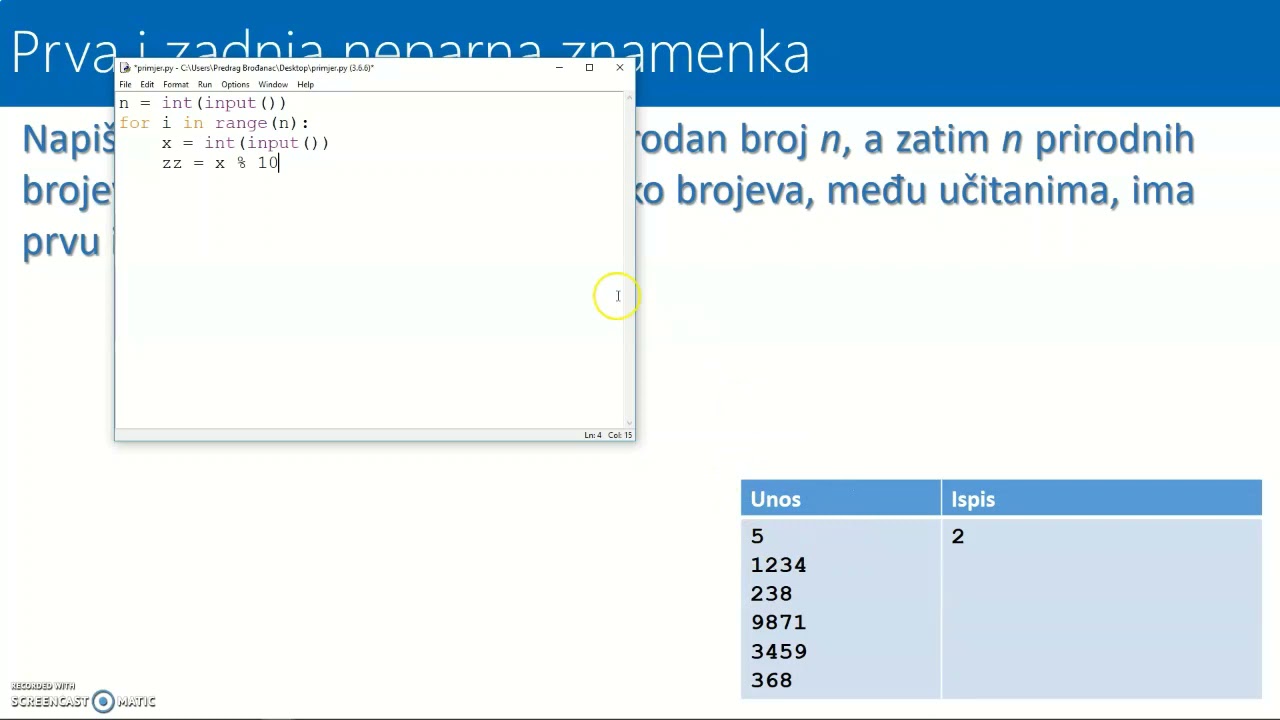 Python - for + while petlja - Prva i zadnja neparna znamenka - YouTube
