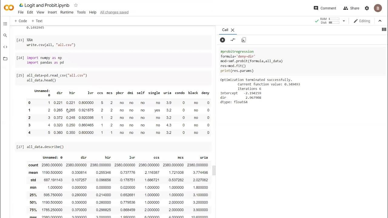 Probit Model implemented in Google Colab using Munnell et al (1996 ...