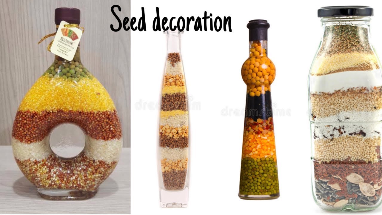 how to make a decorations using seeds and waste glass bottle|DIY - YouTube