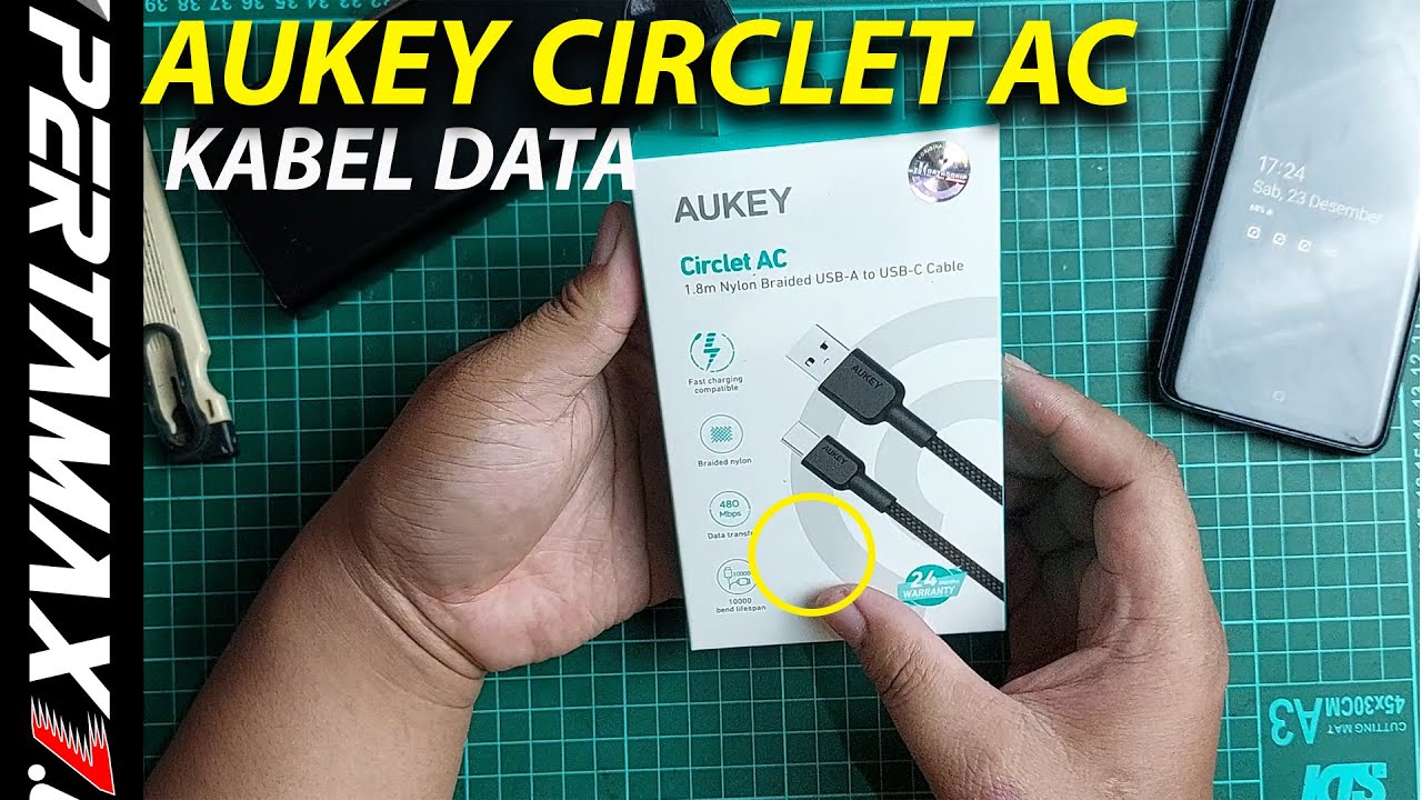 Review Kabel Data Aukey Circlet AC CB-NAC2 USB A to C⚡Nilon Braided 1,8 ...