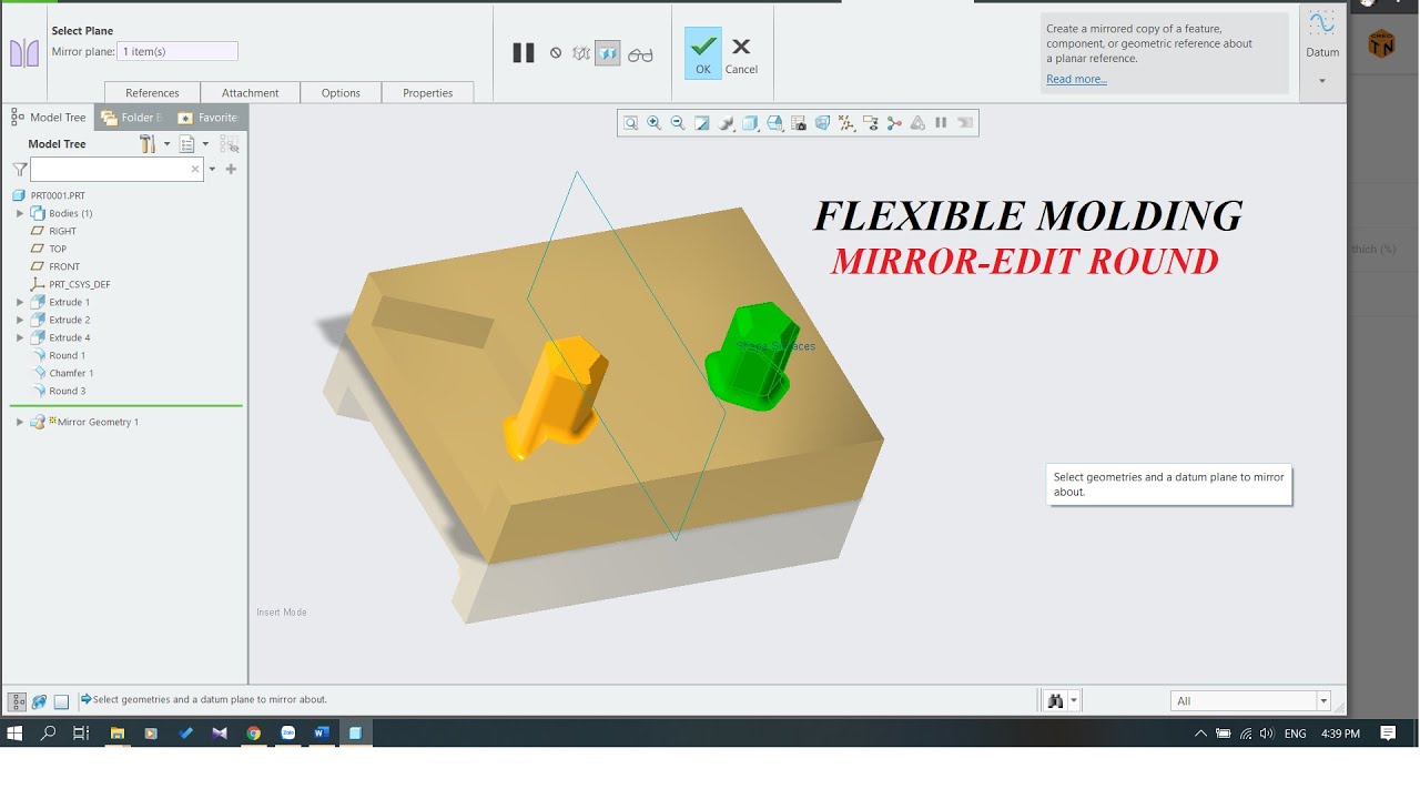 [CREO TUẤN NGUYỄN] Creo Basic - Bài 30: Flexible molding - Mirro- Edit ...
