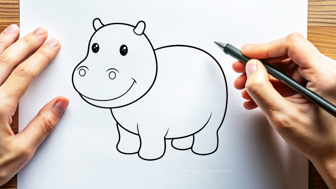 How to Draw a Hippo Step by Step | Drawing a Hippo - YouTube