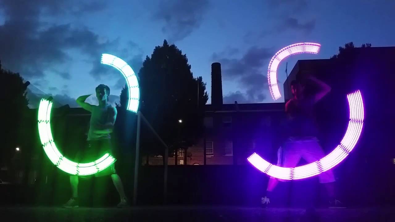 Poi spinning fire LED show - YouTube